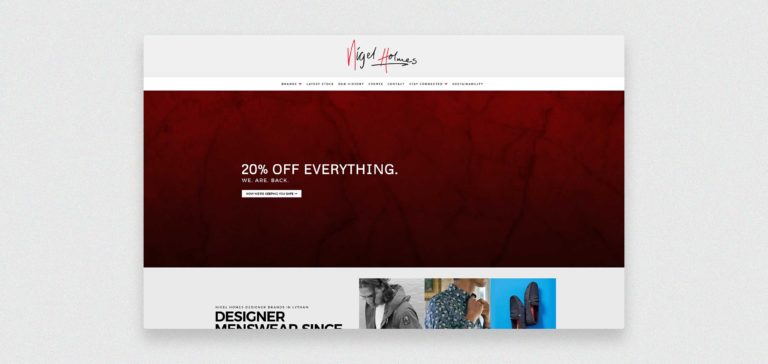 Nigel Holmes Menswear | Web Design | Our Work | Black Tiger Creative